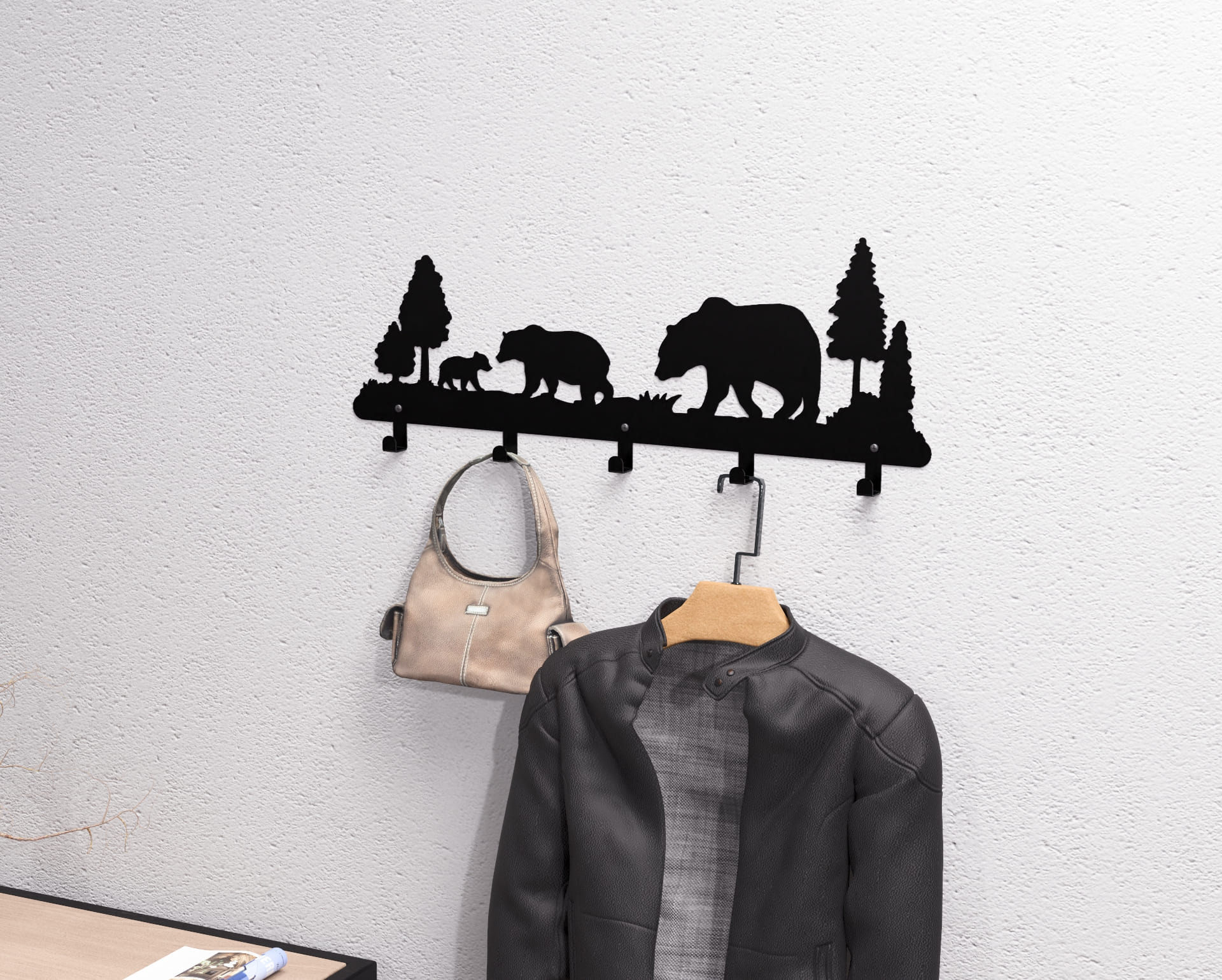 Bears Wall-Mounted Coat Rack. Wall Coatrack DXF and SVG Art and Design ...