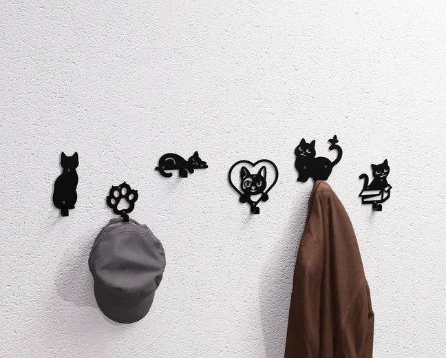 Cats Coat Hooks. Wall hooks for coats DXF and SVG Art and Design Files ...
