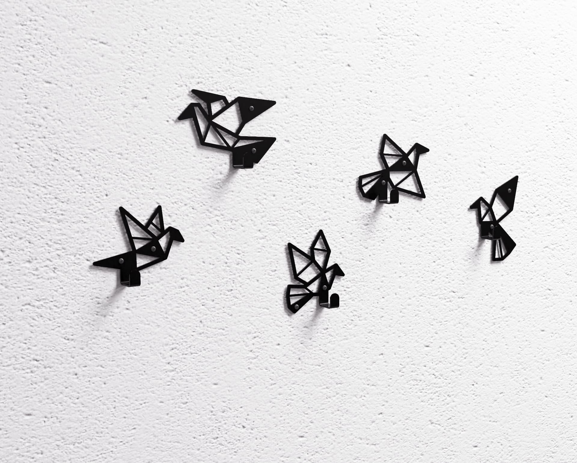 Origami Birds Coat Hooks. Wall-mounted coat hooks DXF and SVG Art and ...