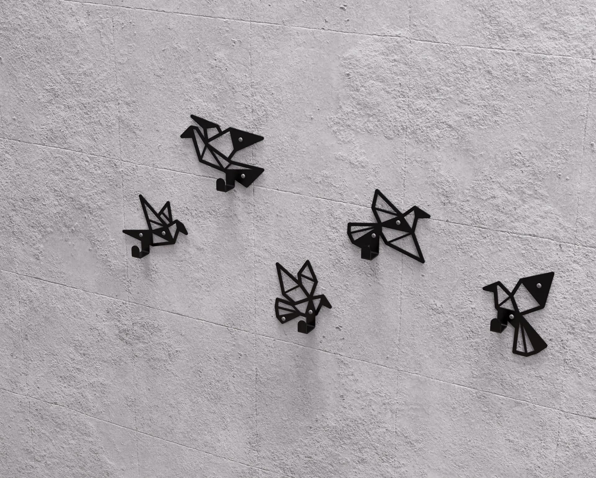 Origami Birds Coat Hooks. Wall-mounted coat hooks DXF and SVG Art and ...