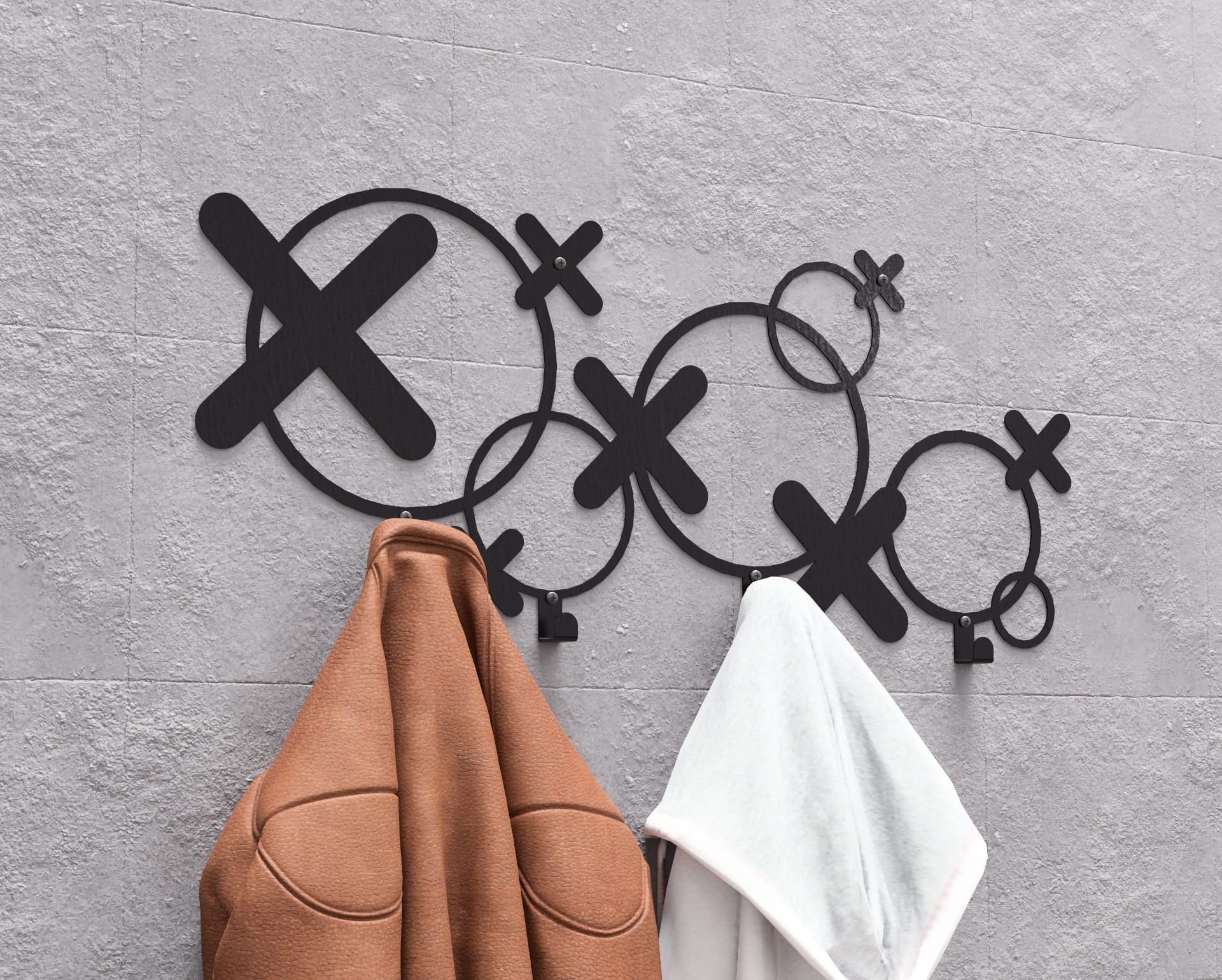 Abstract X and O Pattern Wall-Mounted Coat rack. Wall Mount Coat Rack ...