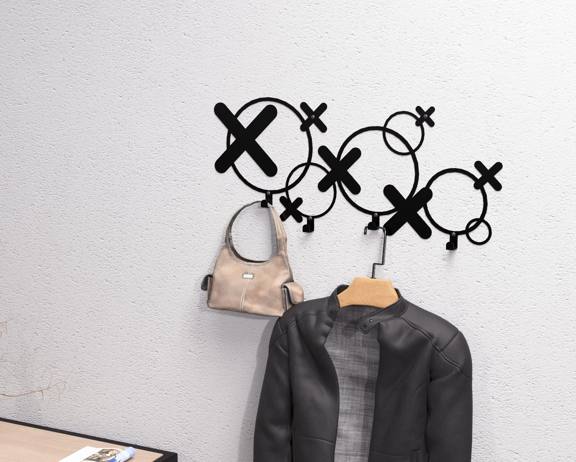 Abstract X and O Pattern Wall-Mounted Coat rack. Wall Mount Coat Rack ...