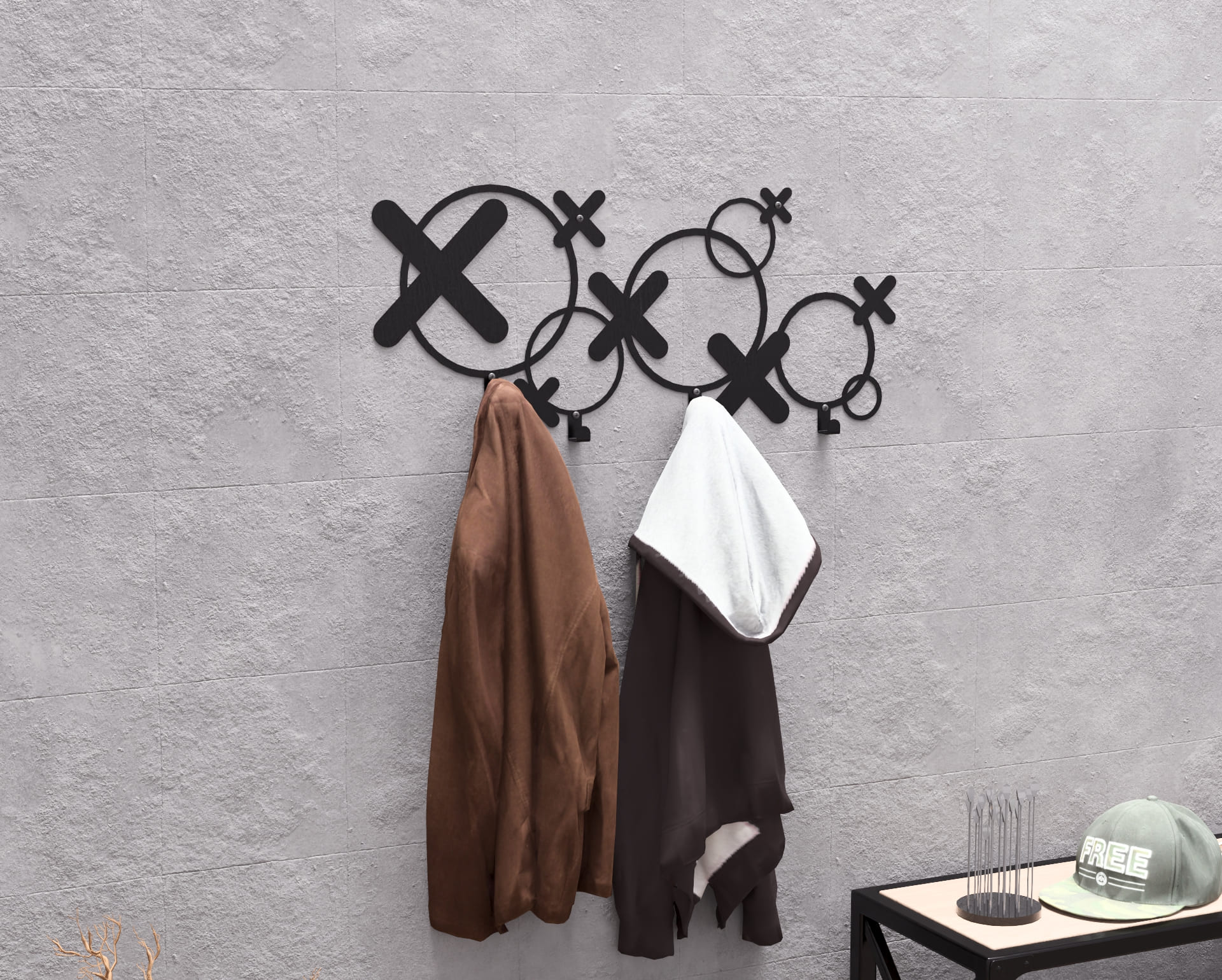 Abstract X and O Pattern Wall-Mounted Coat rack. Wall Mount Coat Rack ...