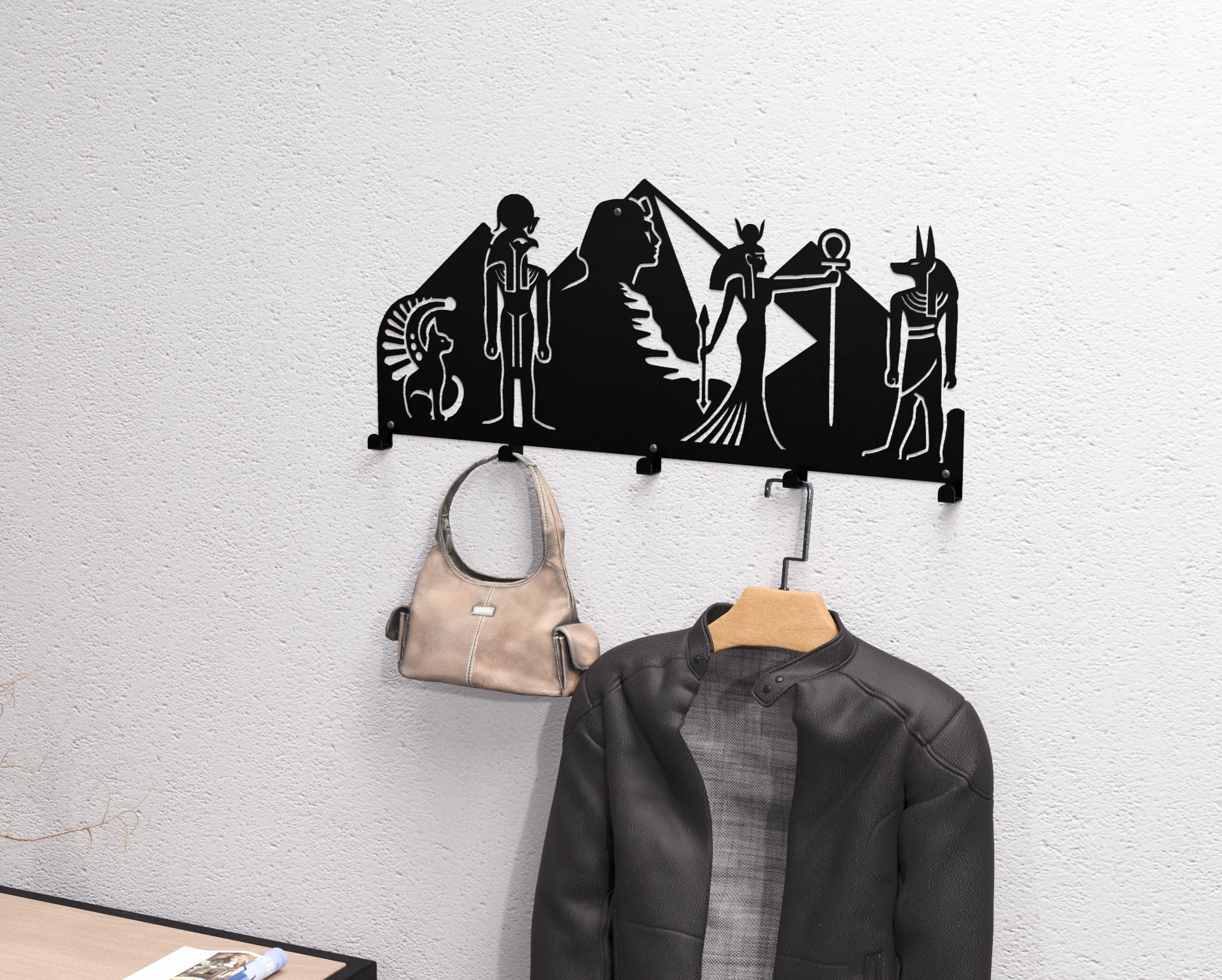 Egypt Wall-Mounted Coat Rack. Wall Coatrack DXF and SVG Art and Design ...