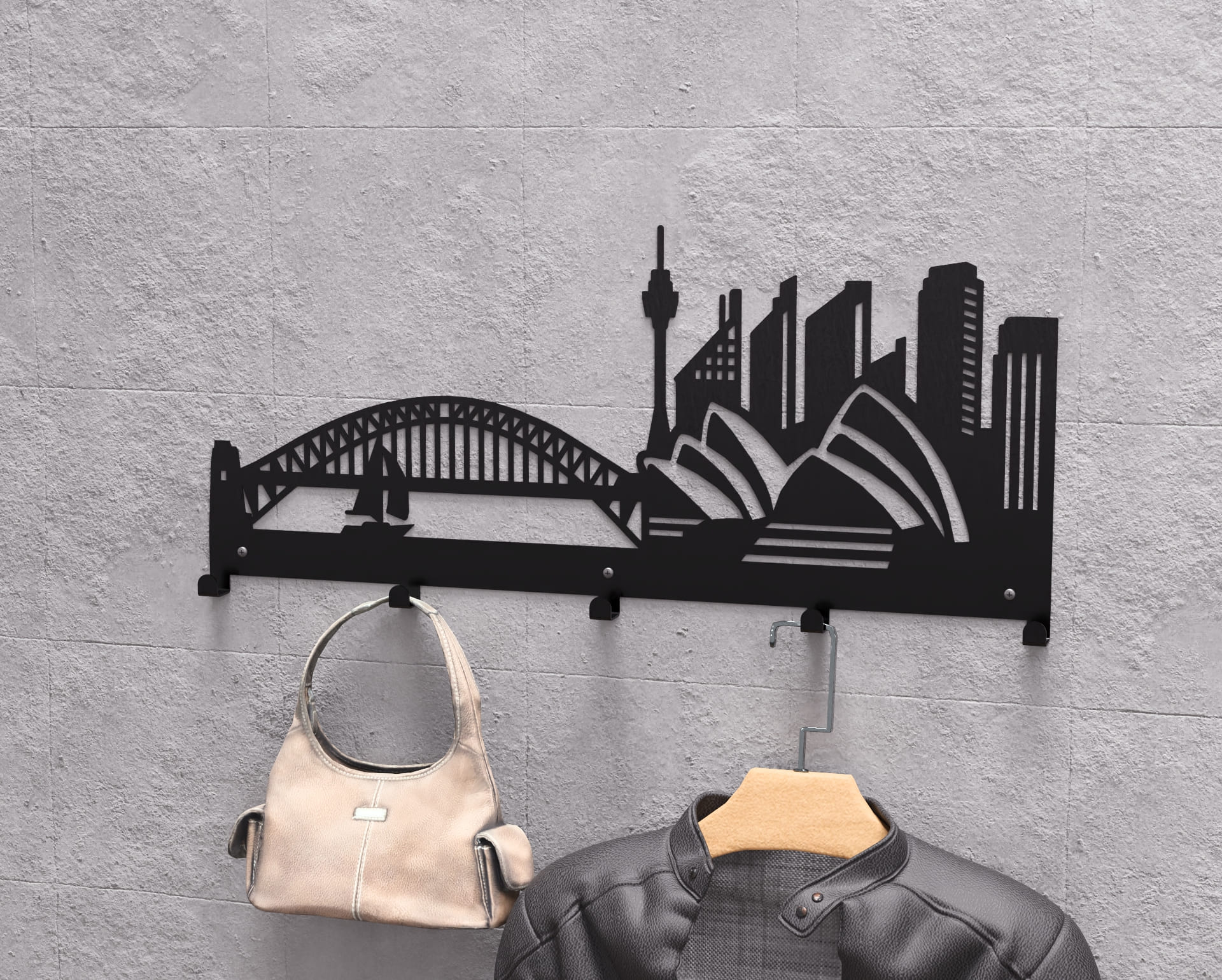 Sydney Wall-Mounted Coat Rack. Wall Mount Coat Rack DXF and SVG Art and ...