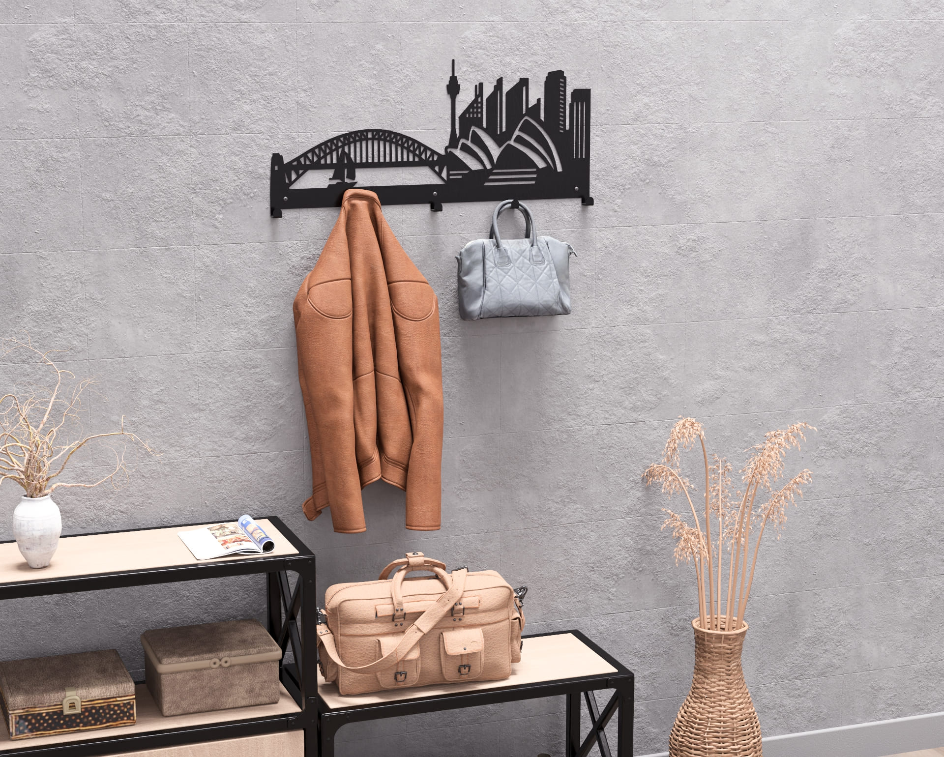 Sydney Wall-Mounted Coat Rack. Wall Mount Coat Rack DXF and SVG Art and ...