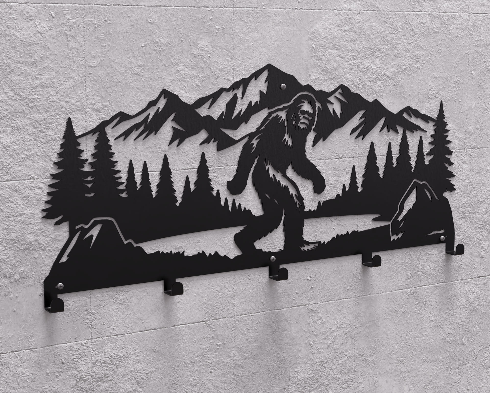 Bigfoot Wall-Mounted Coat Rack. Wall Coatrack DXF and SVG Art and ...