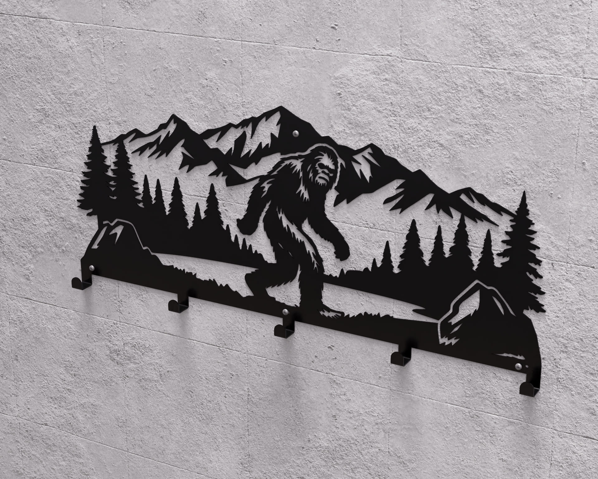 Bigfoot Wall-Mounted Coat Rack. Wall Coatrack DXF and SVG Art and ...