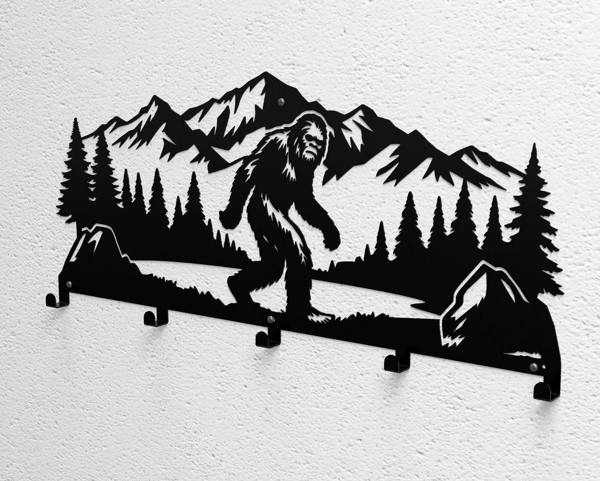 Bigfoot Wall-Mounted Coat Rack. Wall Coatrack DXF and SVG Art and ...