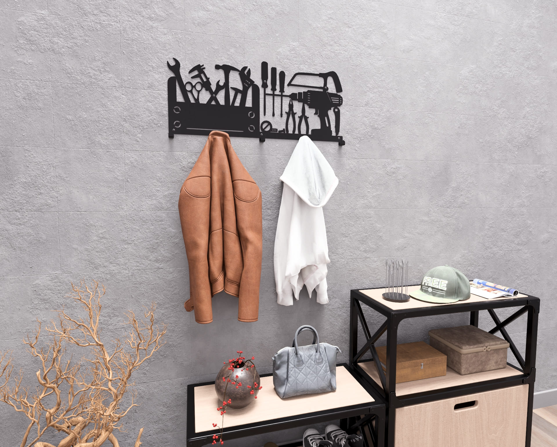 Porte-manteau mural Kit d'Outils. Porte manteau mural Fichiers d'art et ...