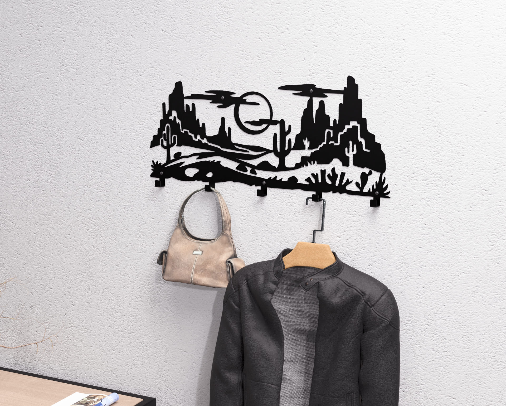 Desert Canyon Wall-Mounted Coat Rack. Wall Coatrack DXF and SVG Art and ...