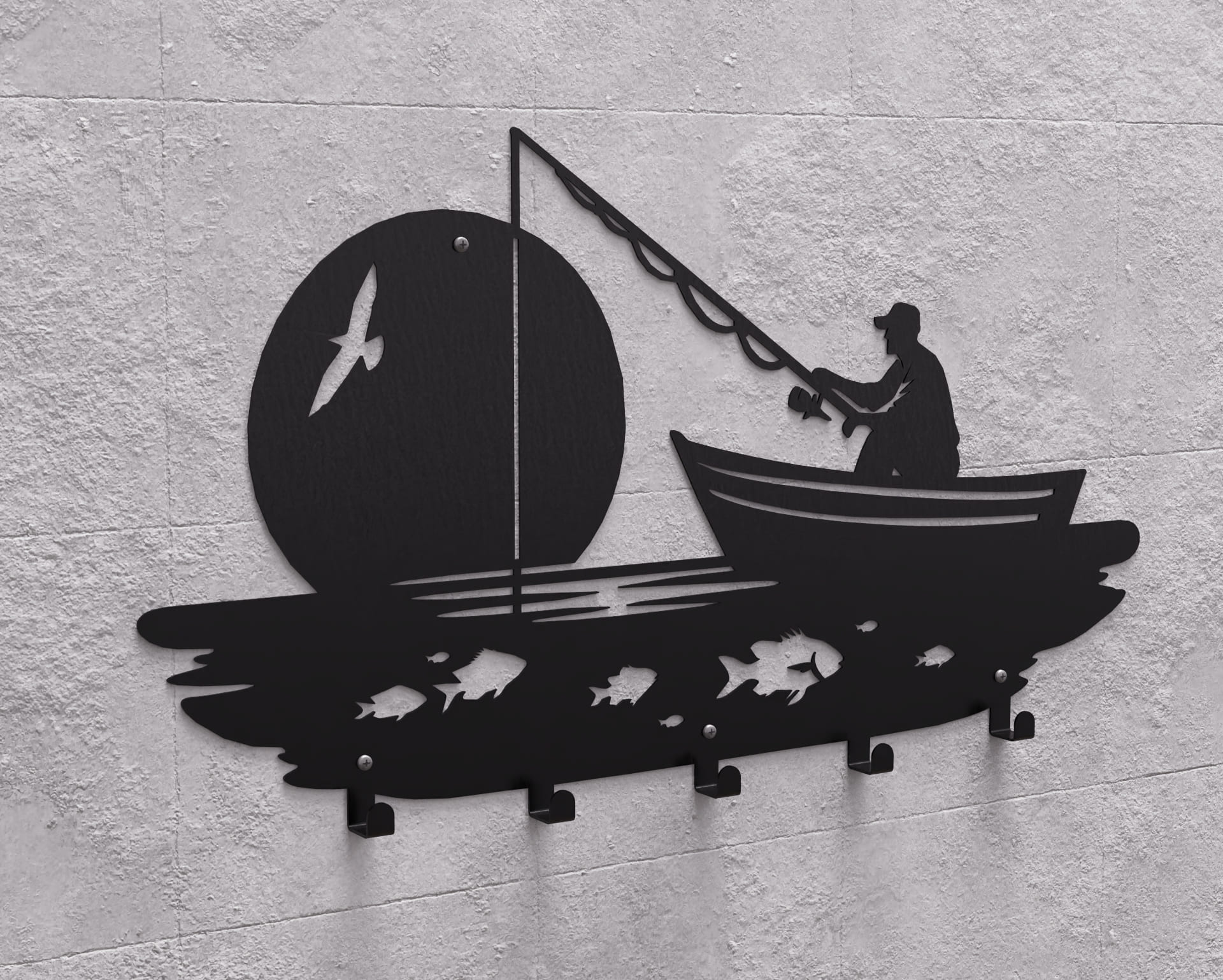 Wieszak ścienny na ubrania Wędkarstwo V1 Pliki DXF i SVG do sztuki i projektowania dla CNC ...