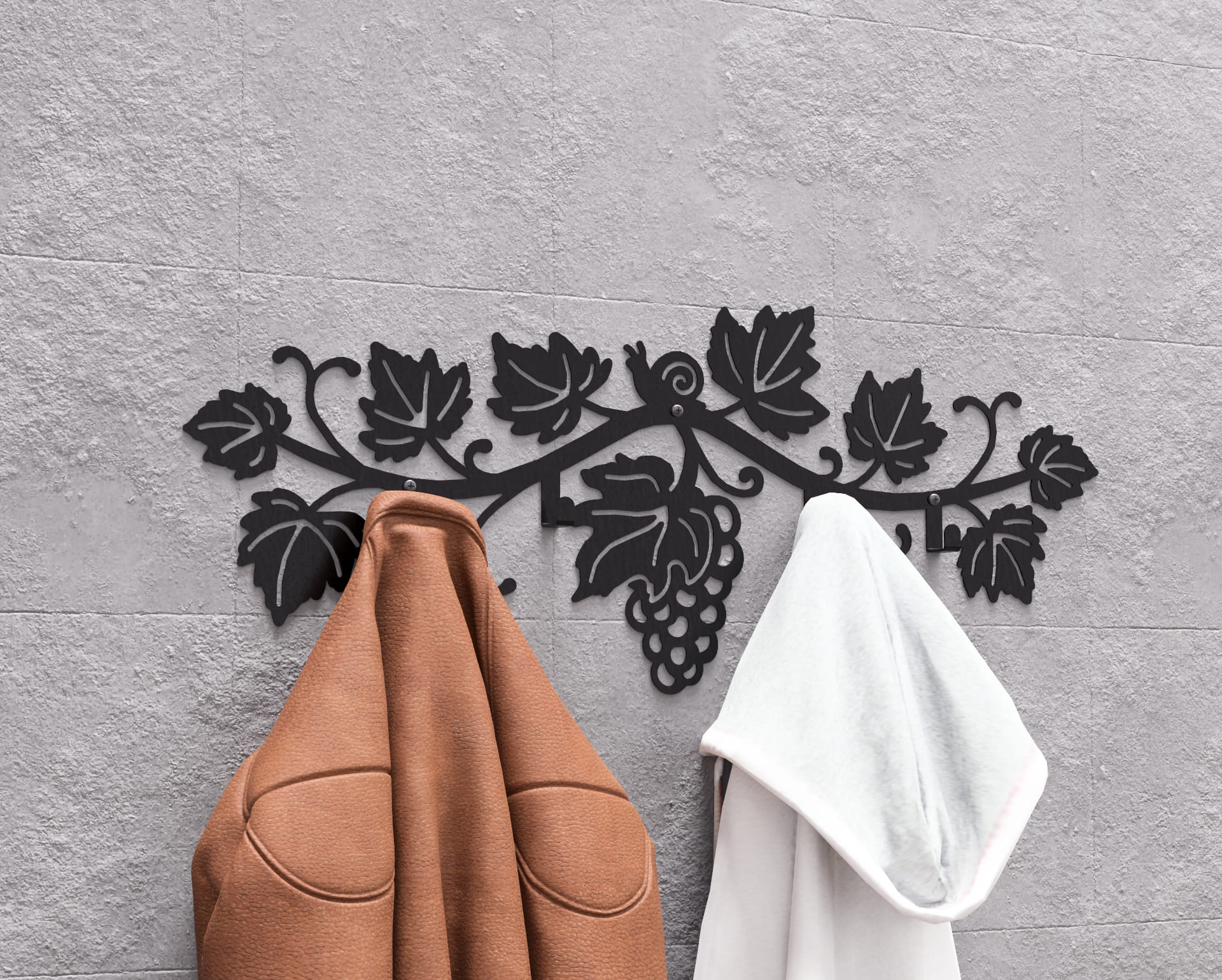 Grape Vine Wall-Mounted Coat Rack. Wall Coat Rack DXF and SVG Art and ...