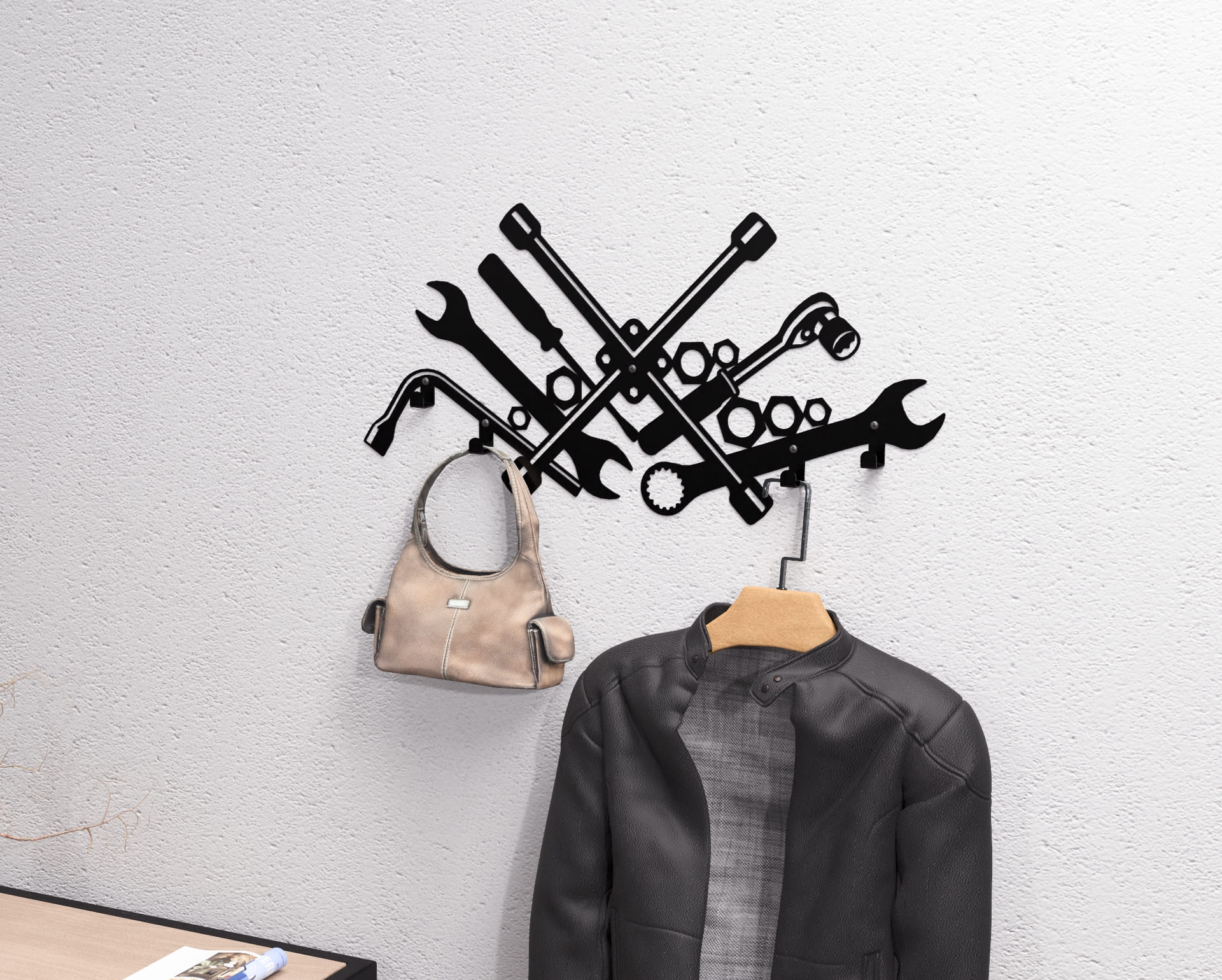 Mechanic Tools Wall-Mounted Coat Rack. Wall Coat Rack DXF and SVG Art ...