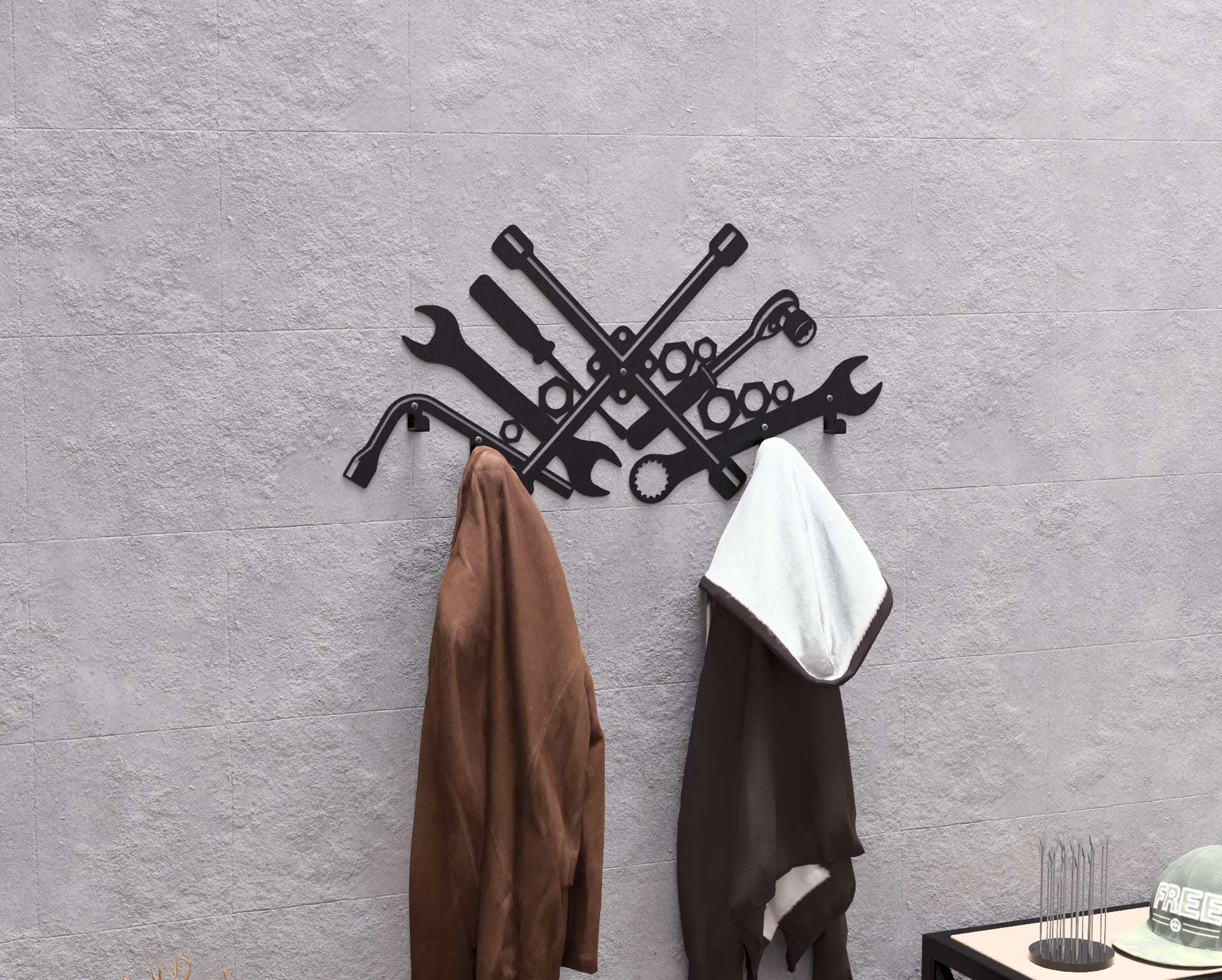 Mechanic Tools Wall-Mounted Coat Rack. Wall Coat Rack DXF and SVG Art ...