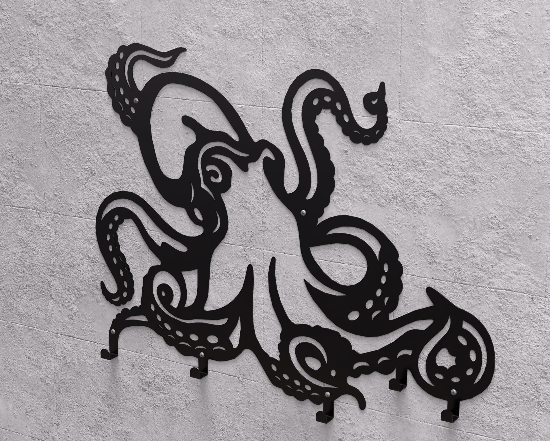 Octopus Wall-Mounted Coat Rack. Wall Mount Coat Rack DXF and SVG Art ...