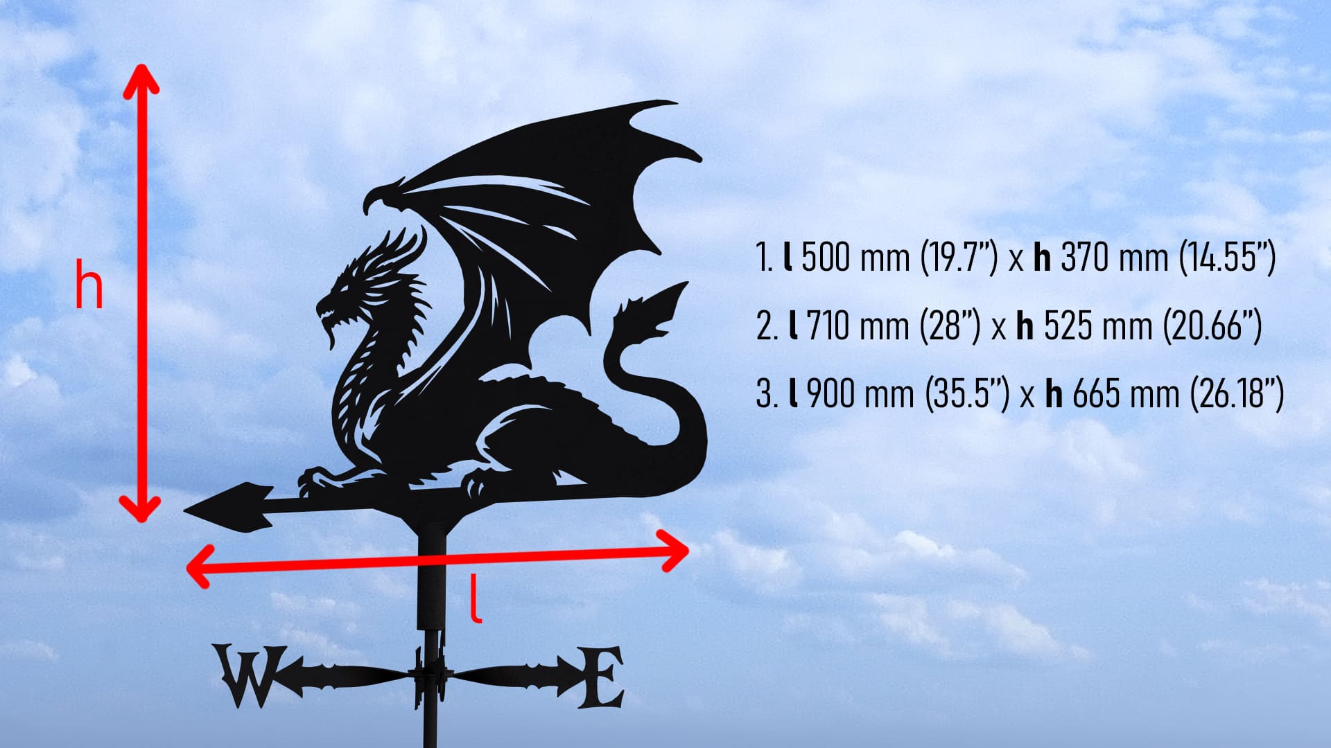 Wiatrowskaz Smok V2 trzy rozmiary. Wiatrowskaz obrotowe, ogrodowe i na ...