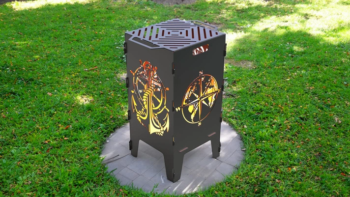 Compass and Anchor Fire Pit Grill DXF and SVG Art and Design Files for ...