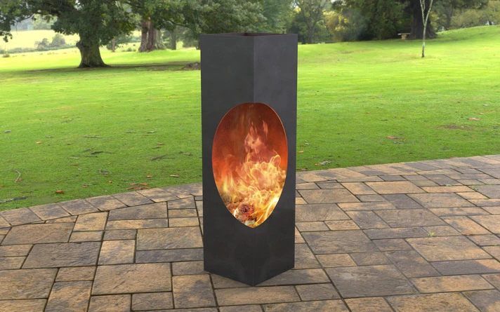 Garden Oval Column Fireplace. Outdoor Fire Pit DXF and SVG Art and ...