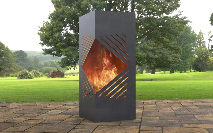 Outdoor Rhombus Column Fireplace. Patio Fire Pit DXF and SVG Art and ...