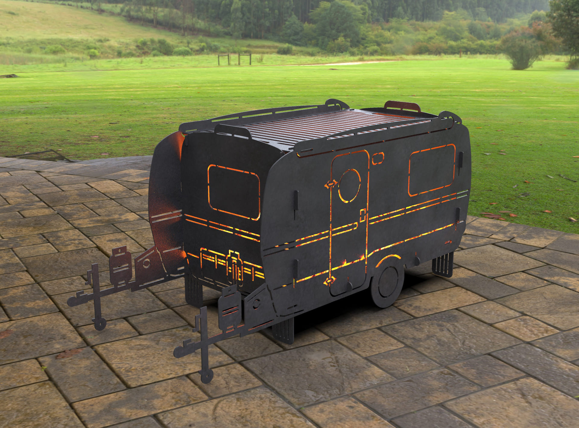 Camper Trailer Fire Pit Grill DXF and SVG Art and Design Files for CNC ...