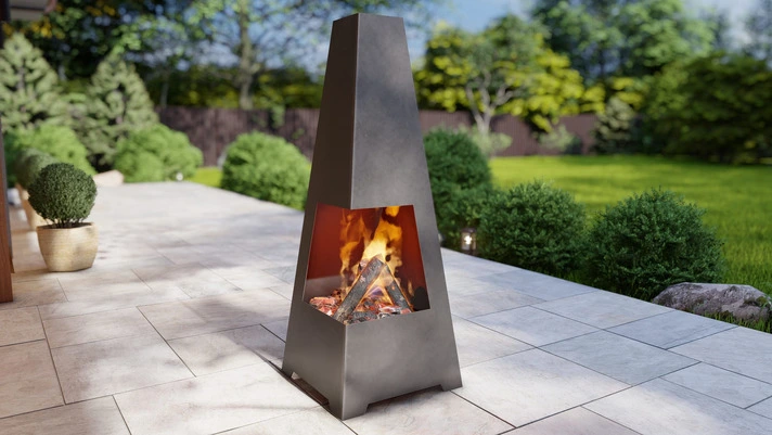 Backyard Fireplace V4 63" type 2. Chiminea Fire Pit DXF and SVG Art and ...