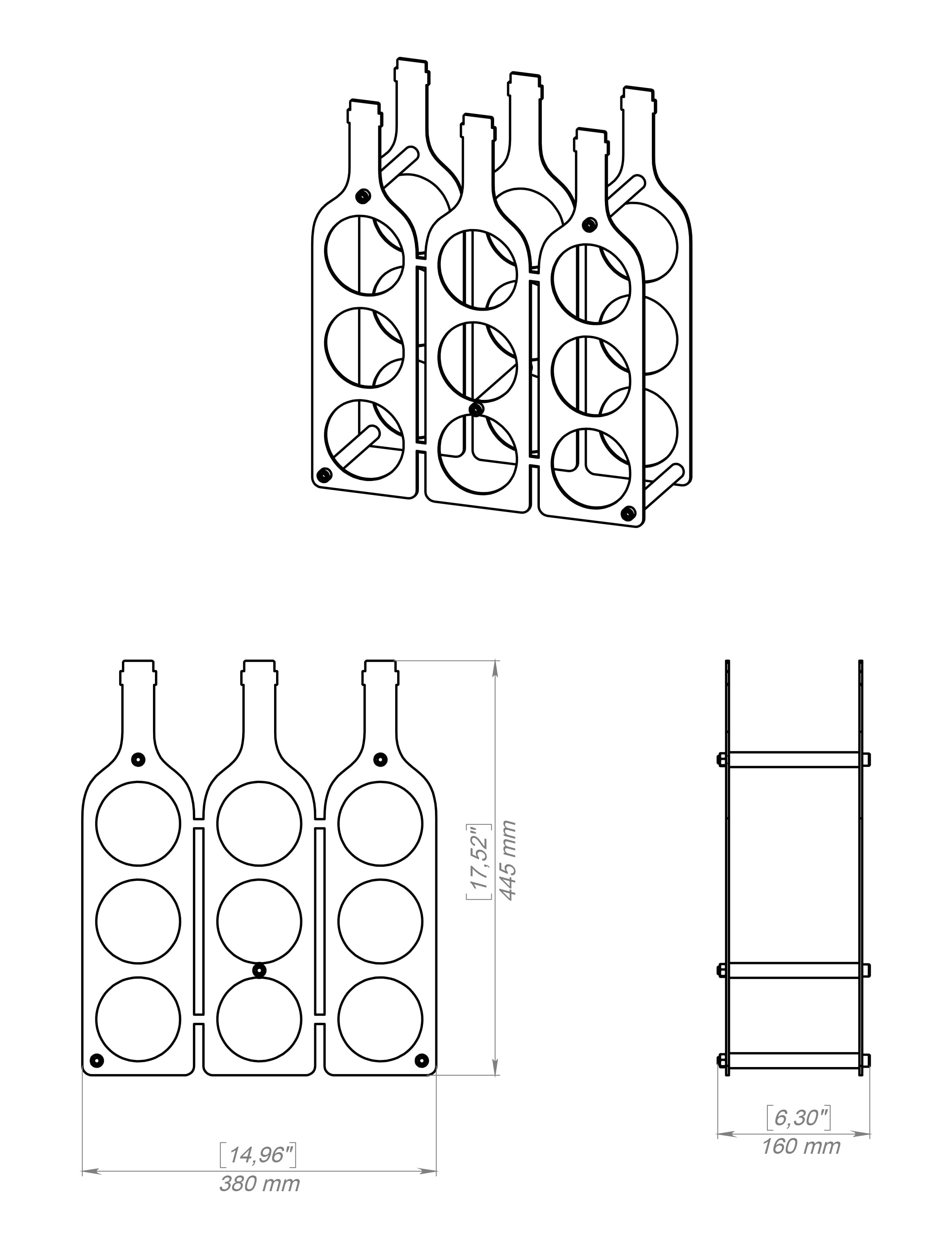 Bottle V3 Wine Rack DXF and SVG Art and Design Files for CNC/Laser ...