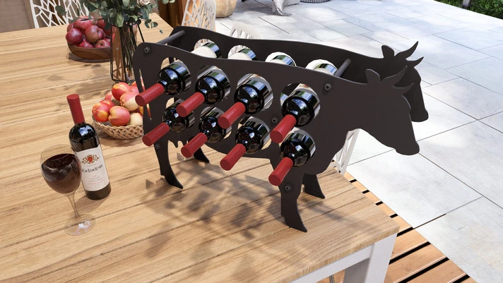 Cow Wine Rack DXF and SVG Art and Design Files for CNC/Laser/Plasma ...