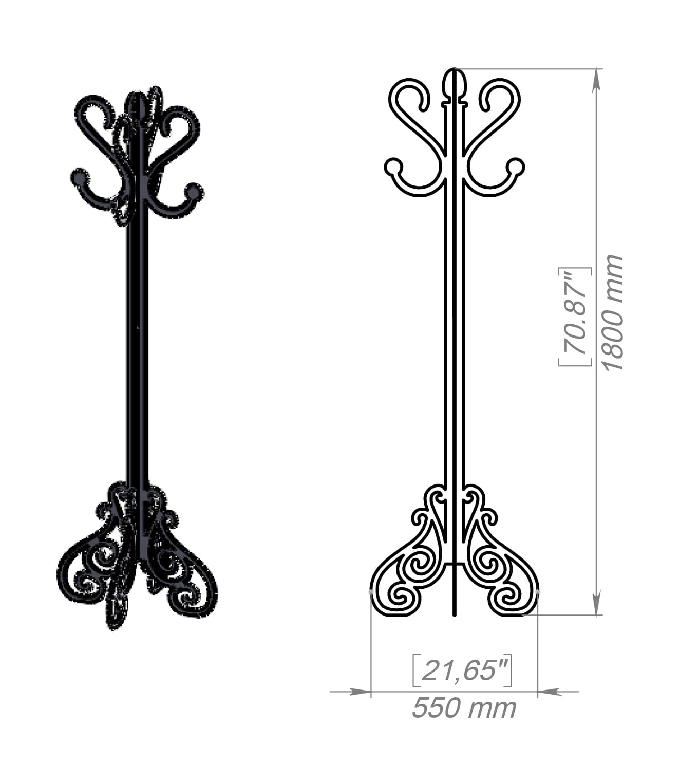 Free-Standing Classic Coat Rack V2 DXF and SVG Art and Design Files for ...