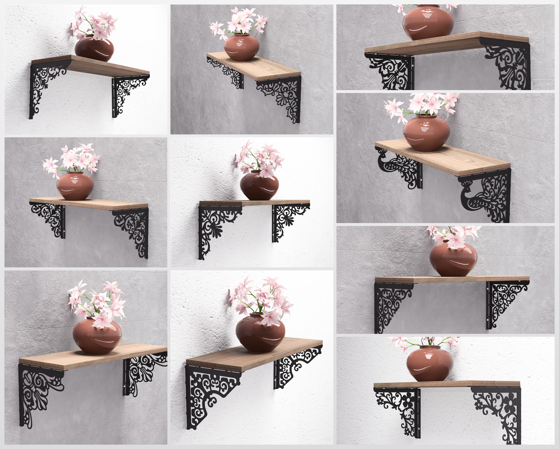 20-Piece Shelf Bracket Design Bundle. Shelving Brackets DXF and SVG Art ...